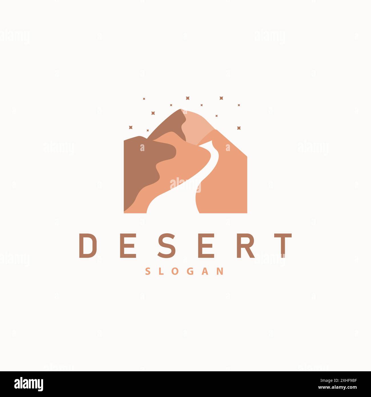 Vector illustration landscape desert logo design with desert hills sand ...