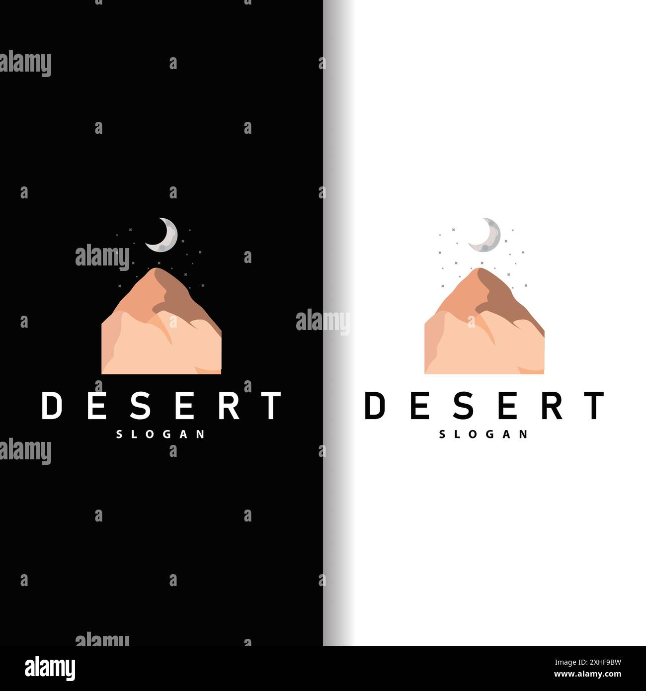 Vector illustration landscape desert logo design with desert hills sand ...