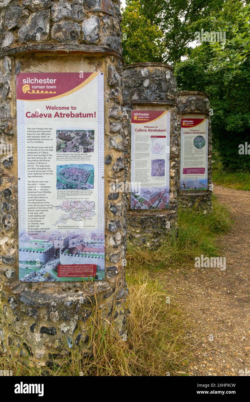 Information display boards at Roman town of Calleva Atrebatum ...