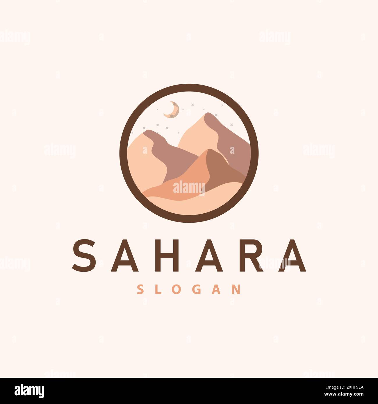 Vector illustration landscape desert logo design with desert hills sand ...