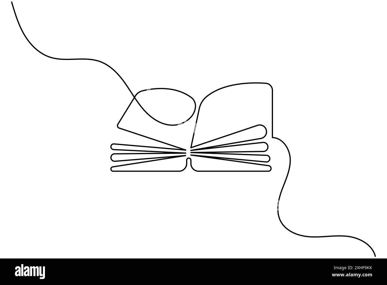 Continuous One line drawing of open book isolated outline vector art ...