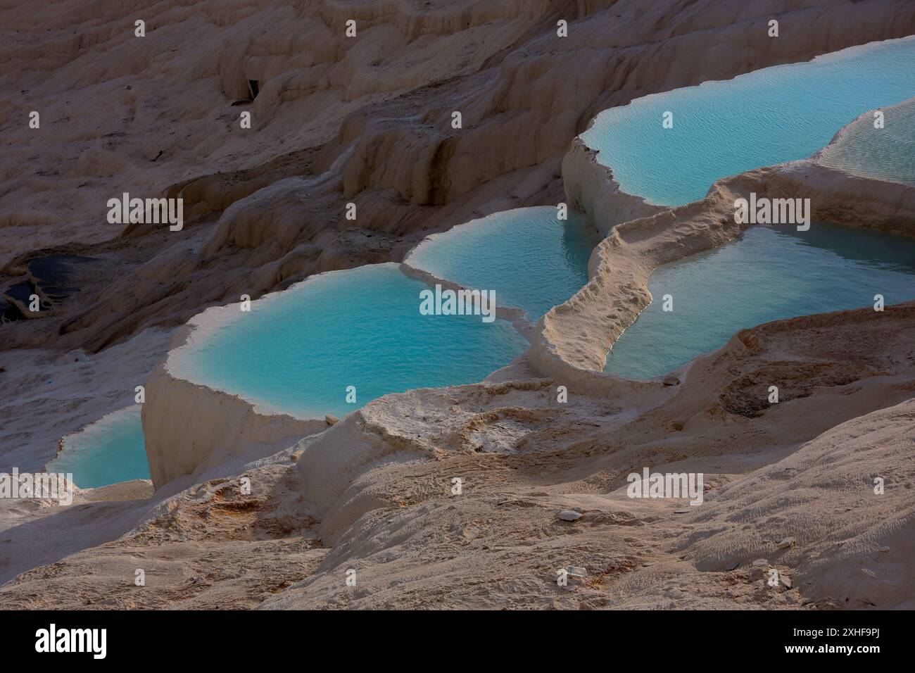 The travertine terraces at Pamukkale at sunset, Turkey Stock Photo - Alamy