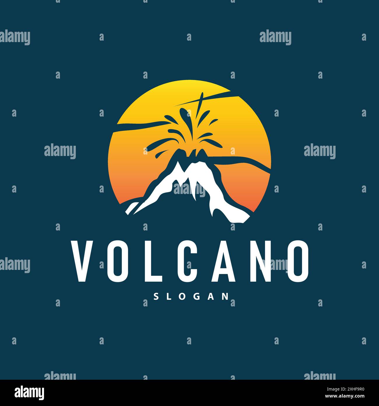 Volcano logo illustration silhouette design volcano mountain erupting ...