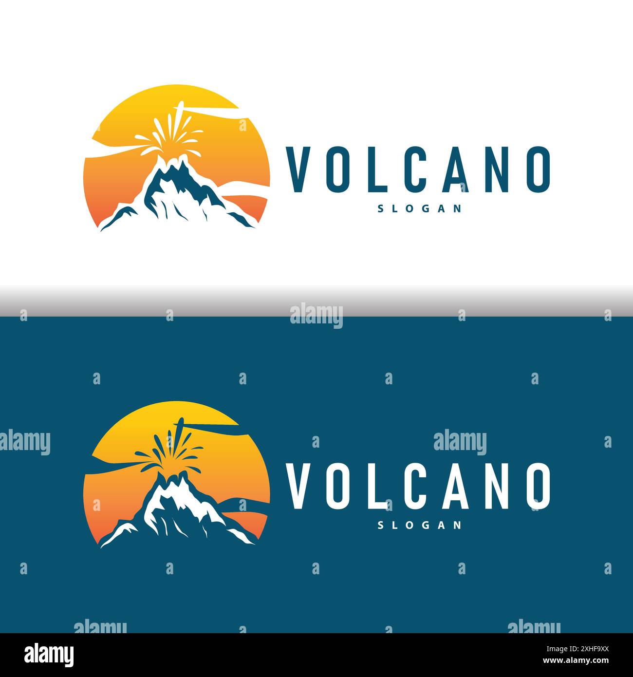 Volcano logo illustration silhouette design volcano mountain erupting ...