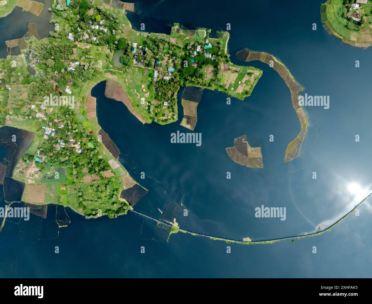 Aerial view of Turag River, Savar. Bangladesh 29-05-2024. After rain ...