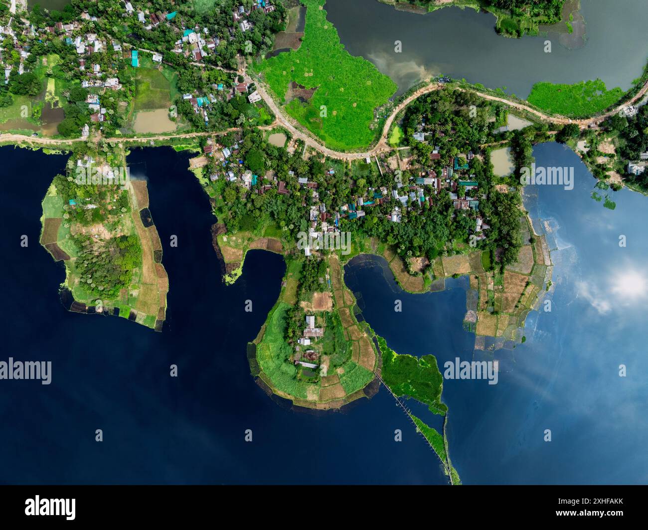 Aerial view of Turag River, Savar. Bangladesh 29-05-2024. After rain ...