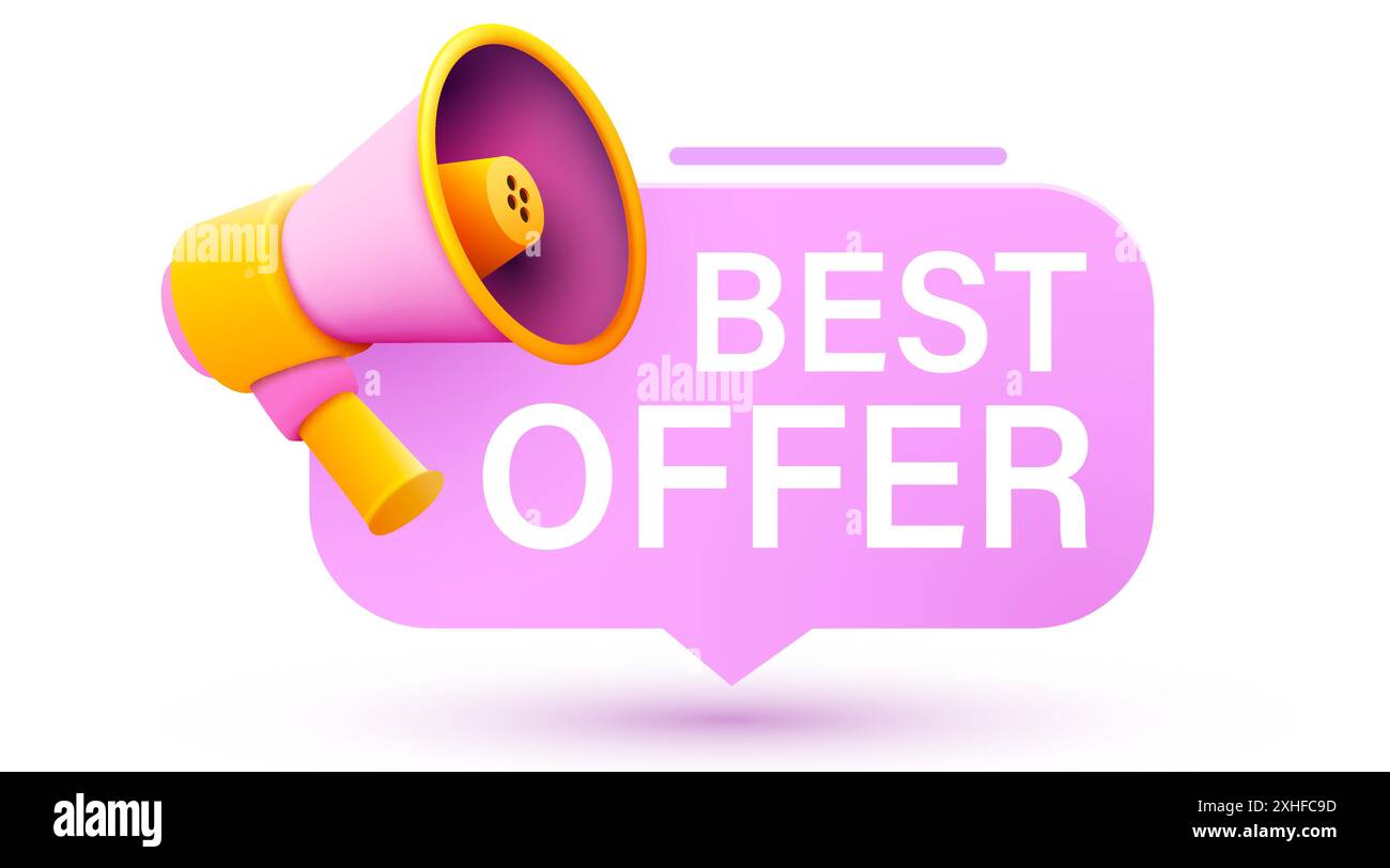Best offer tag. Speech bubble with megaphone. Special promo sign. Sale ...