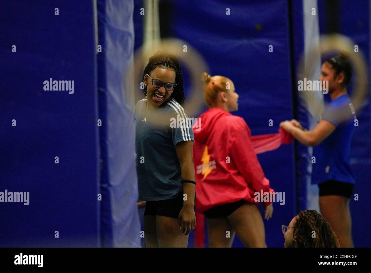 FILE - Gymnast Rebeca Andrade smiles wide as she prepares to begin her ... FILE - Gymnast Rebeca Andrade smiles wide as she prepares to begin her ...