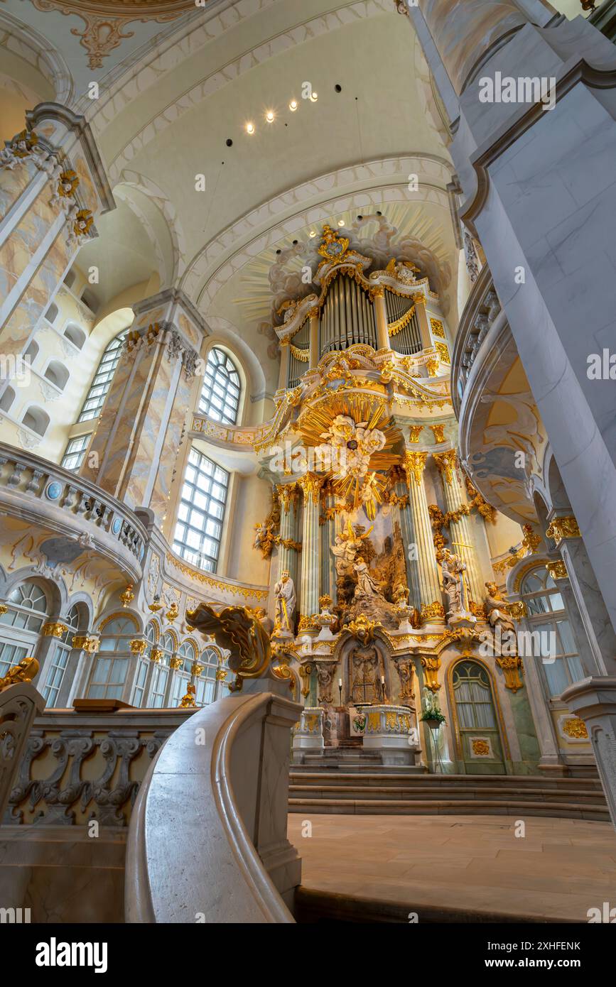 Inside Church of Our Lady (Frauenkirche) in Dresden, state of Saxony ...