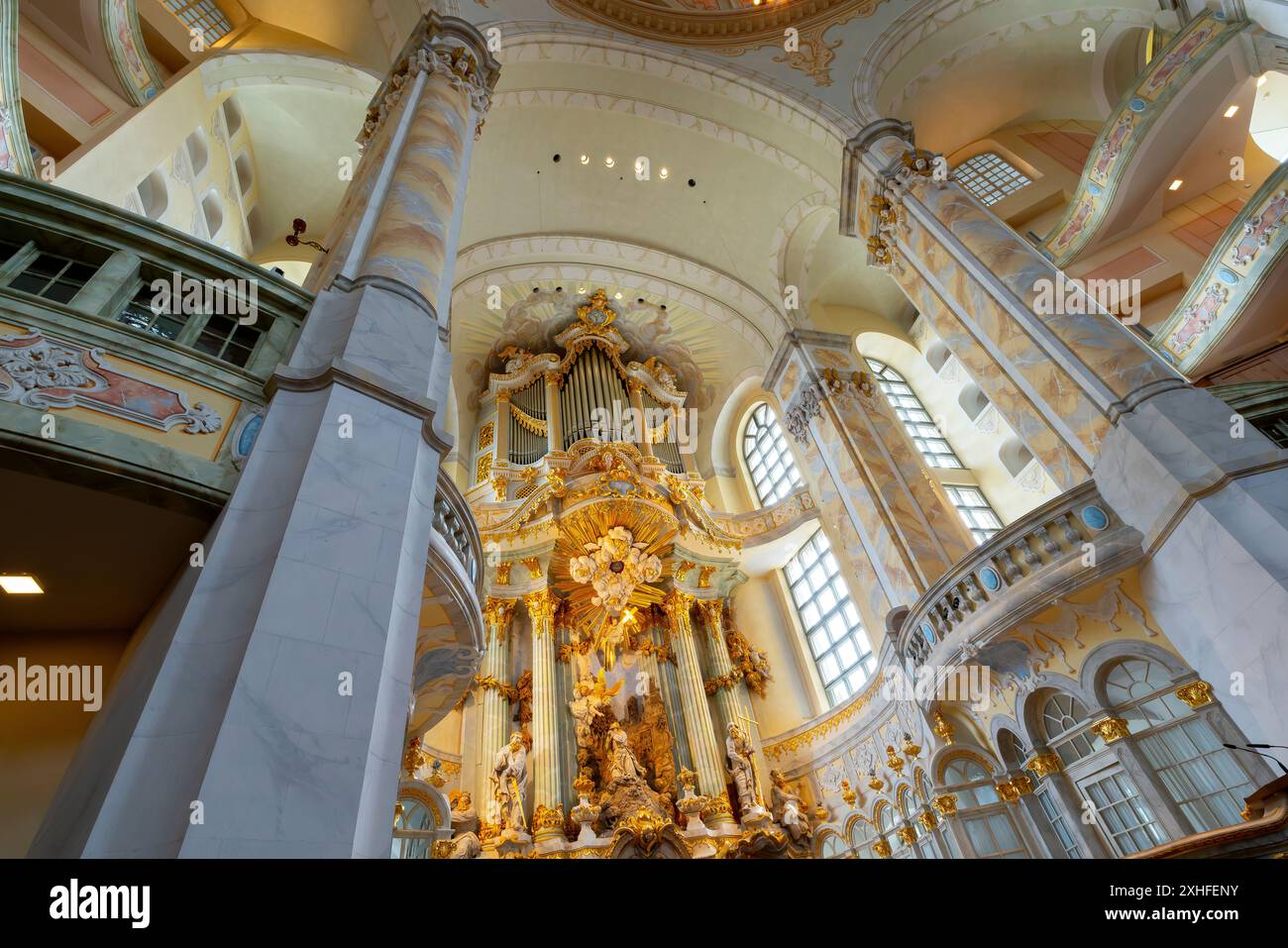 Inside Church of Our Lady (Frauenkirche) in Dresden, state of Saxony ...