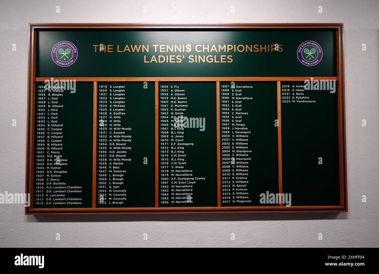 A Ladies' Singles winners board on day fourteen of the 2024 Wimbledon ...