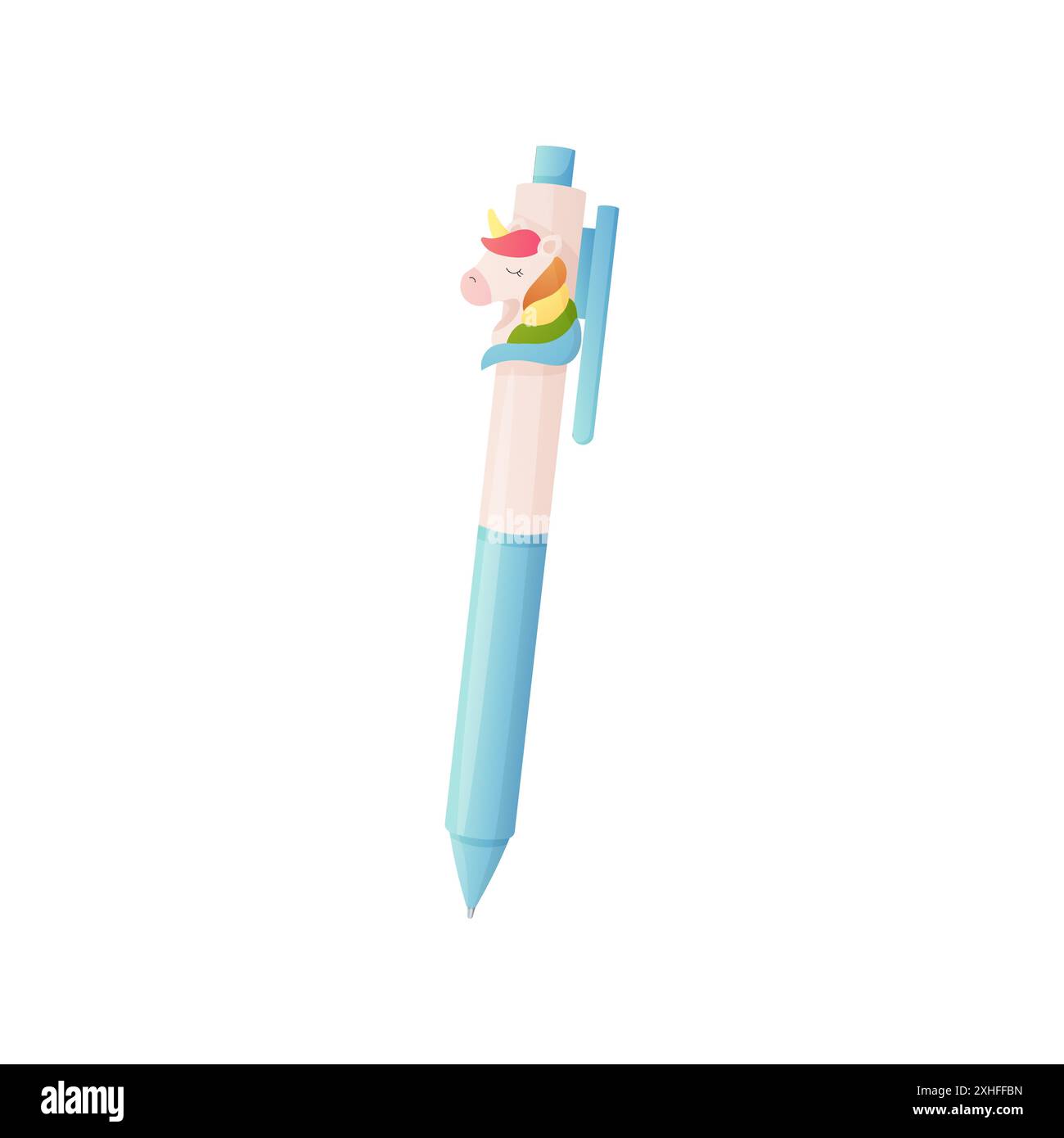 Cute unicorn automatic pen for kids. Vector on a white insulated ...
