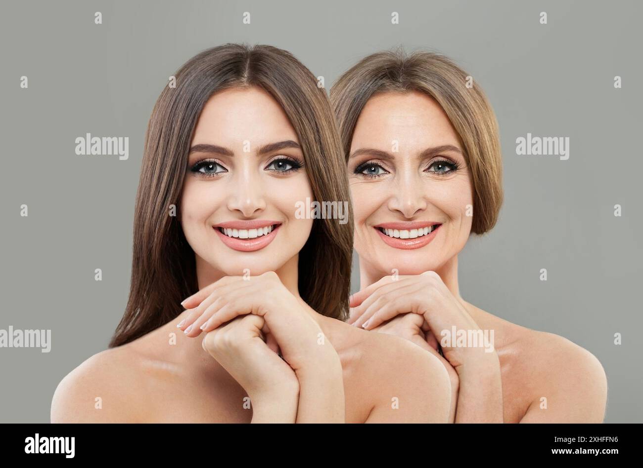 Portrait of beautiful woman. Aging and youth concept, beauty treatment ...