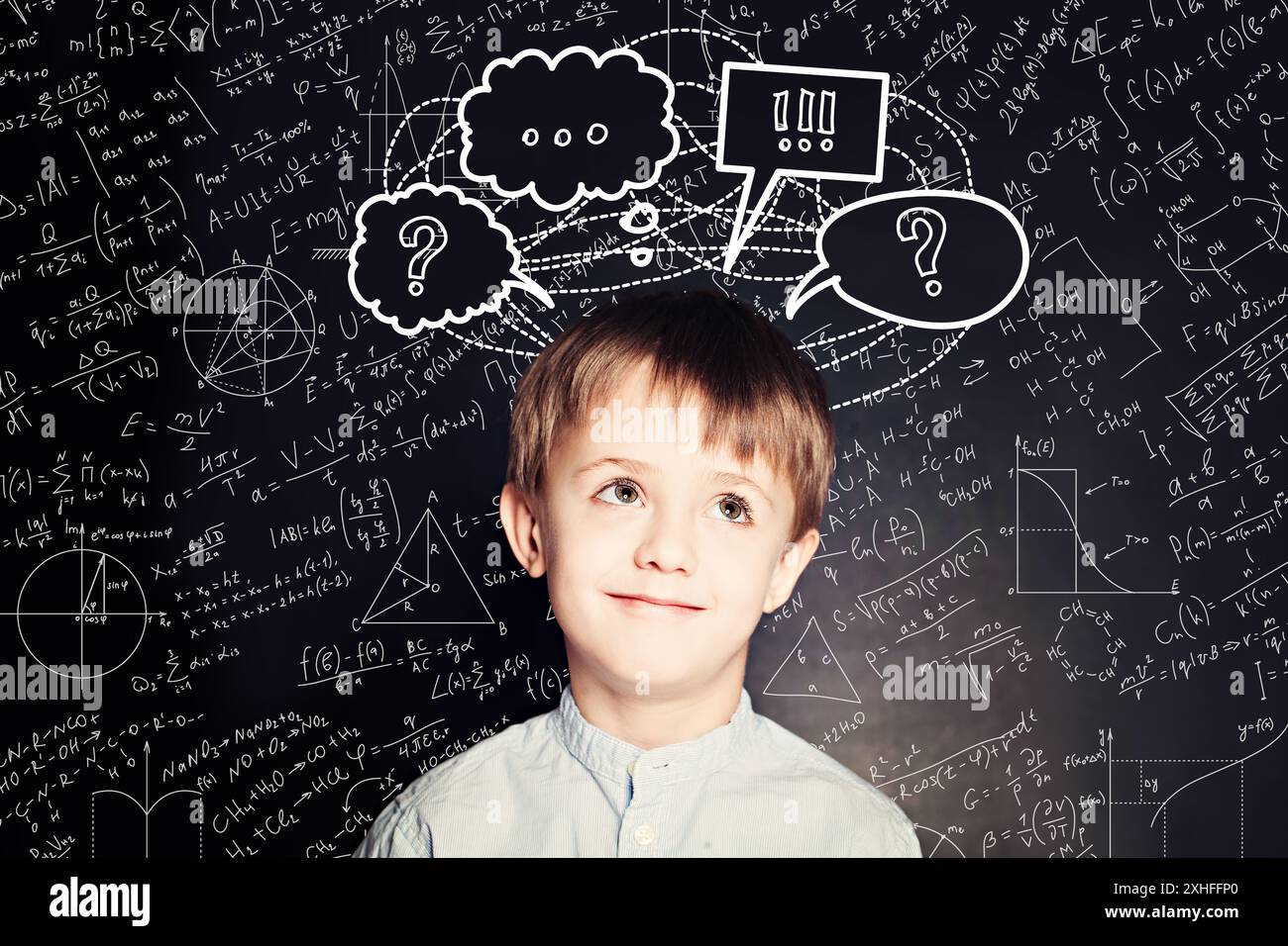 Happy school student boy thinking Stock Photo - Alamy