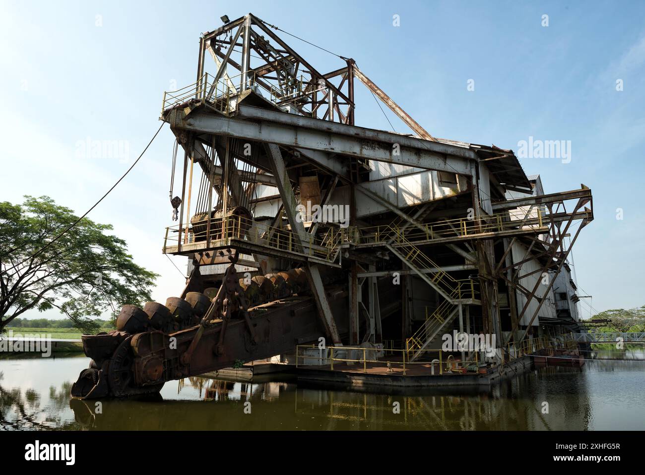 The last abandoned tin mining dredger during British colonial now ...