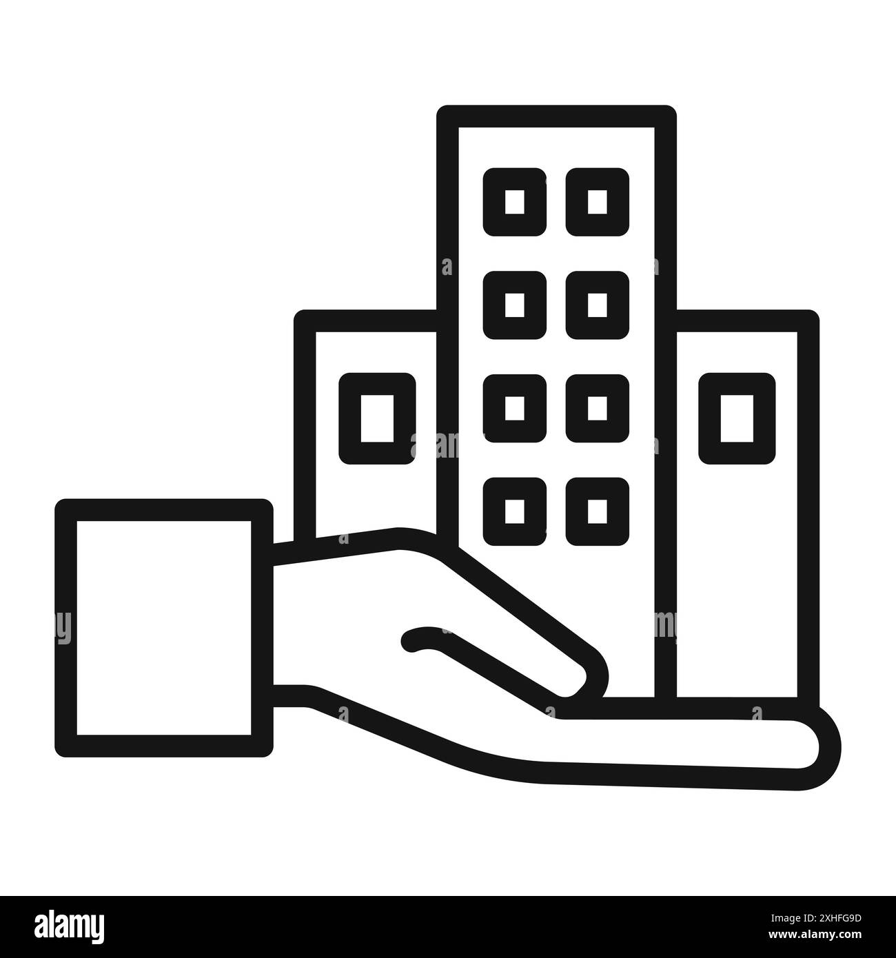 Building ownership icon Vector symbol or sign set collection in black ...