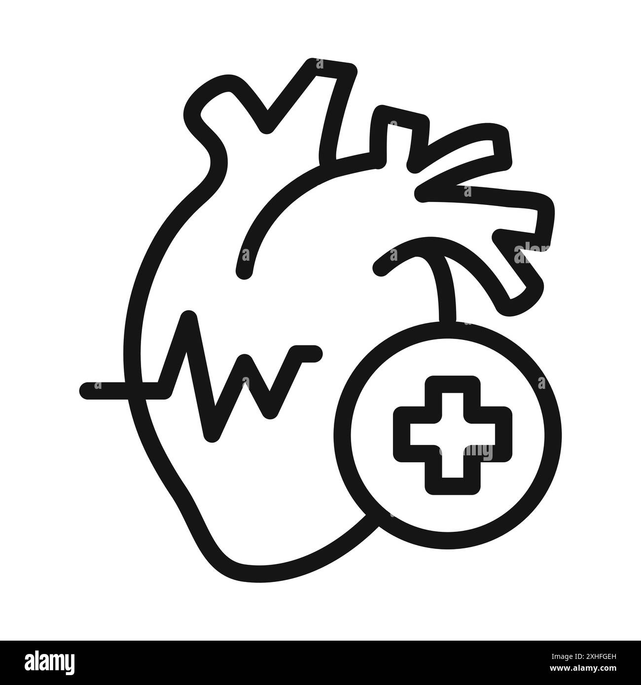 Cardiology icon Vector symbol or sign set collection in black and white ...