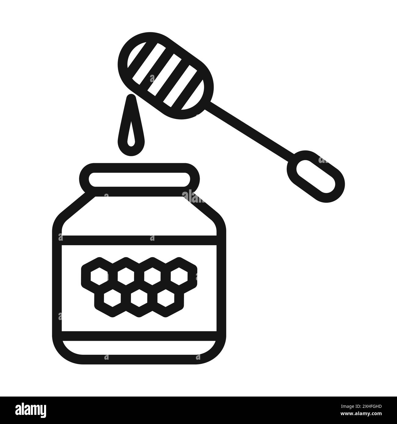 Honey jar with dipper icon Vector symbol or sign set collection in ...