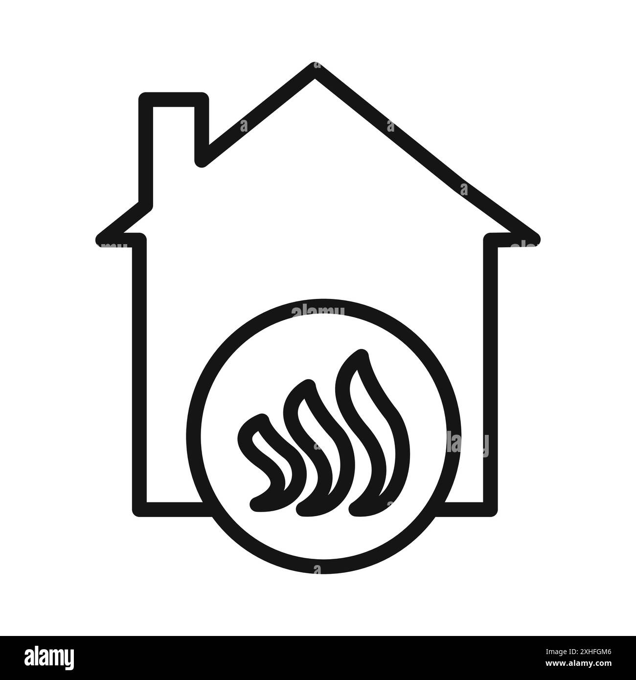 House heating icon Vector symbol or sign set collection in black and ...