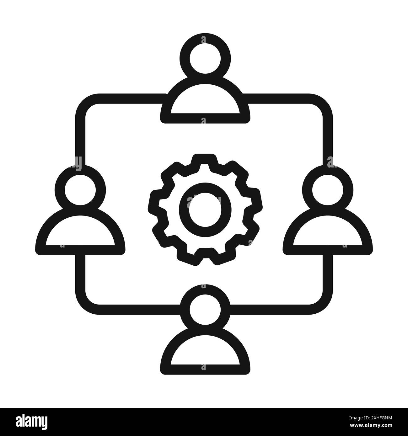 Coordination Icon Vector Symbol Or Sign Set Collection In Black And White Outline Stock Vector