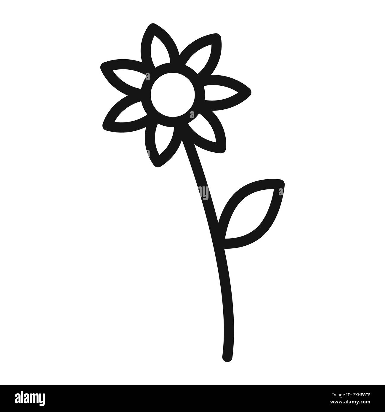 Flower Icon Vector Symbol Or Sign Set Collection In Black And White Outline Stock Vector Image