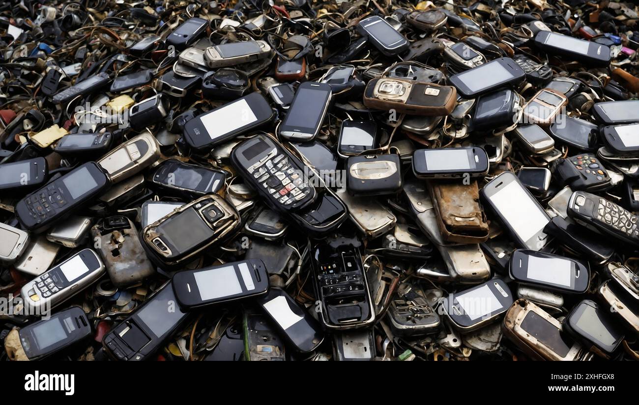 Pile of old mobile phones, recycling Stock Photo - Alamy