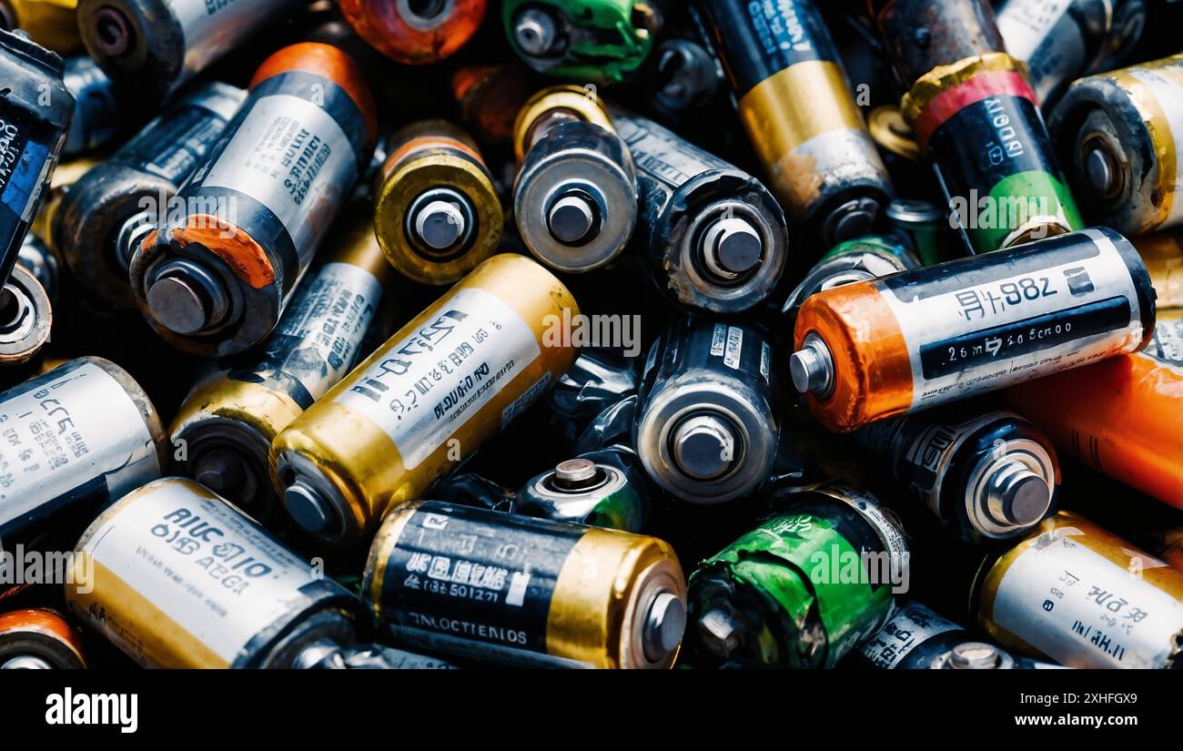 A pile of old lithium batteries recycled Stock Photo - Alamy