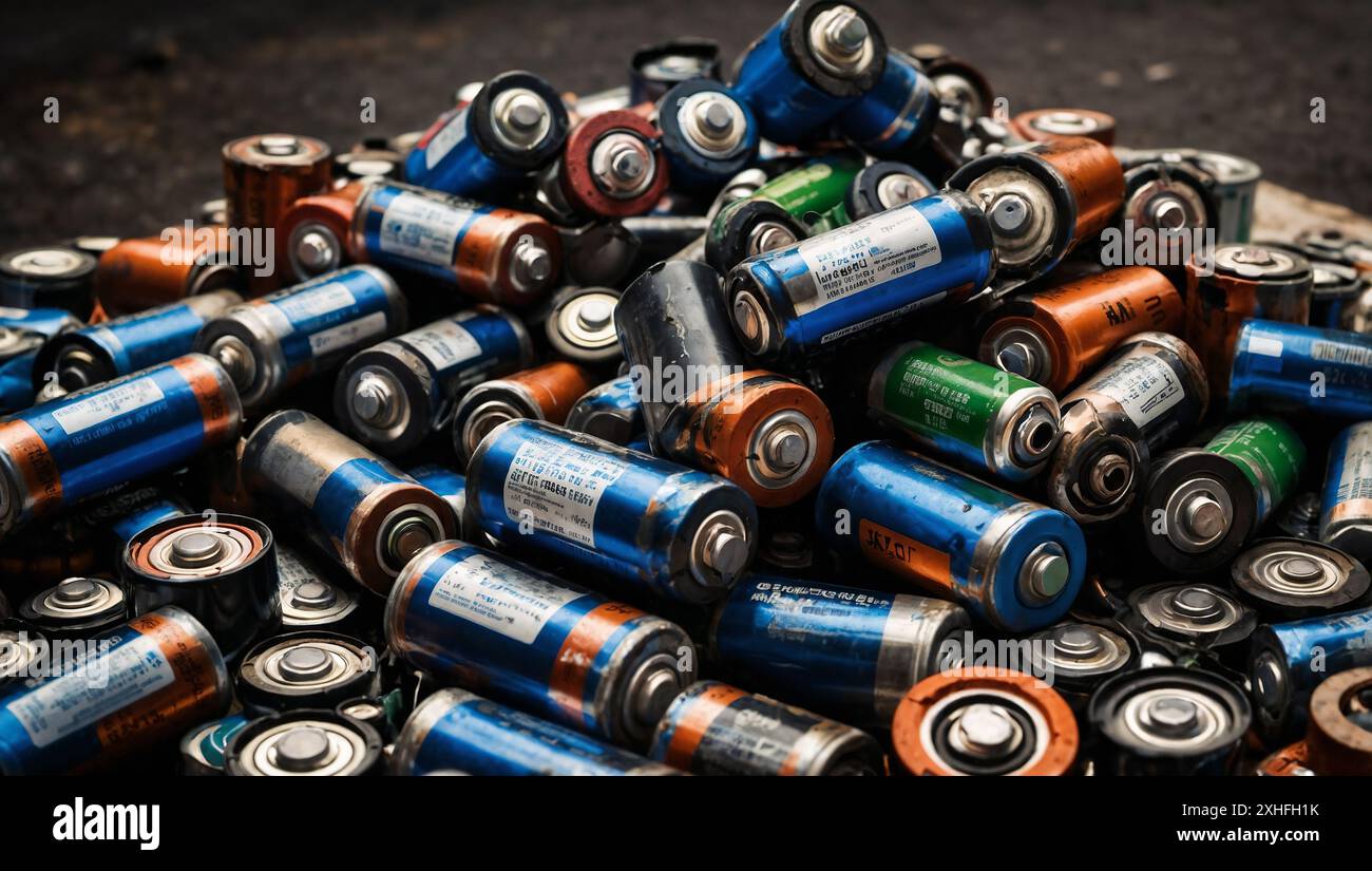 A pile of old lithium batteries recycled Stock Photo - Alamy