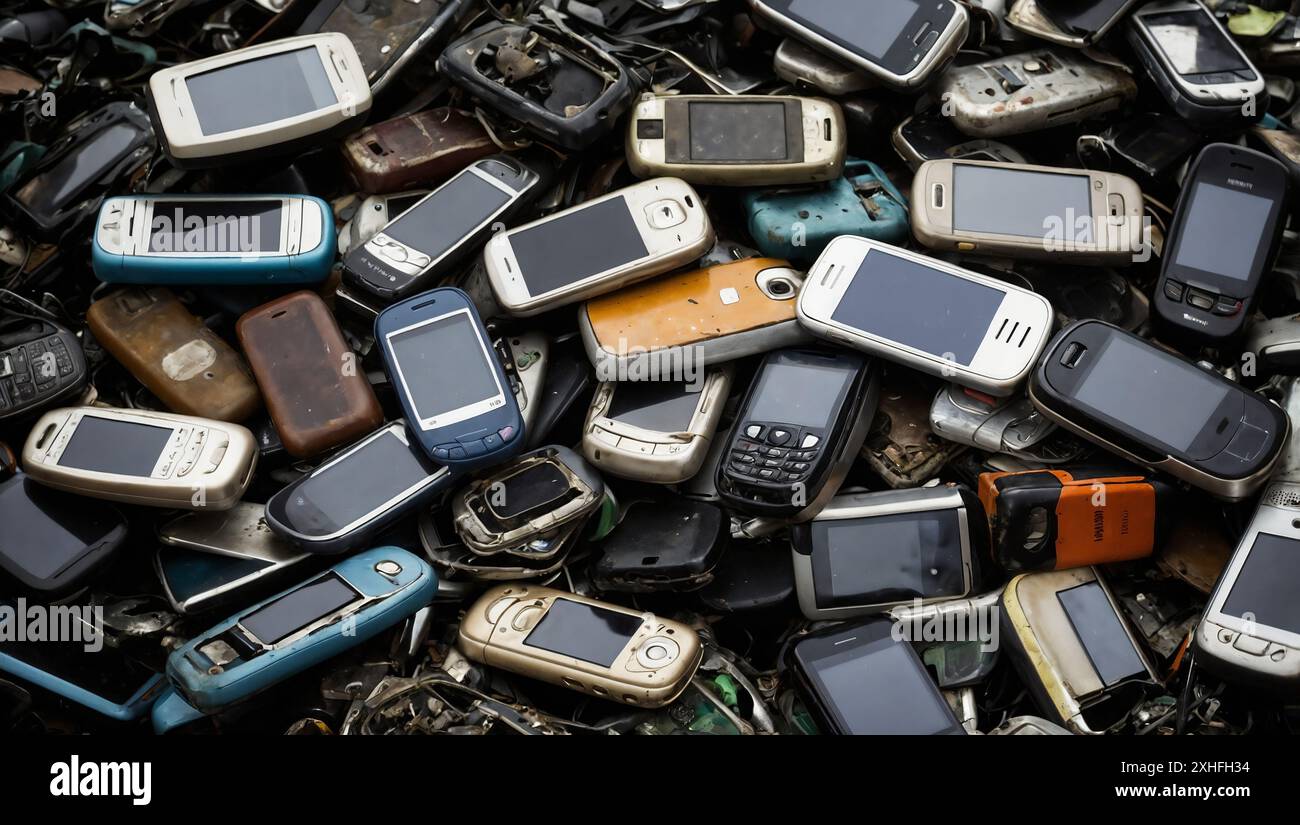 Pile of old mobile phones, recycling Stock Photo - Alamy