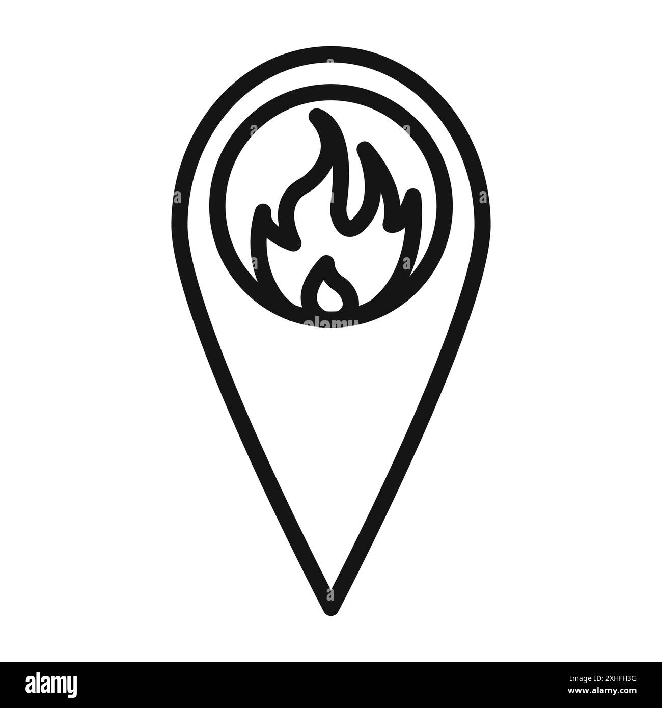 fire location icon Vector symbol or sign set collection in black and white outline Stock Vector ...