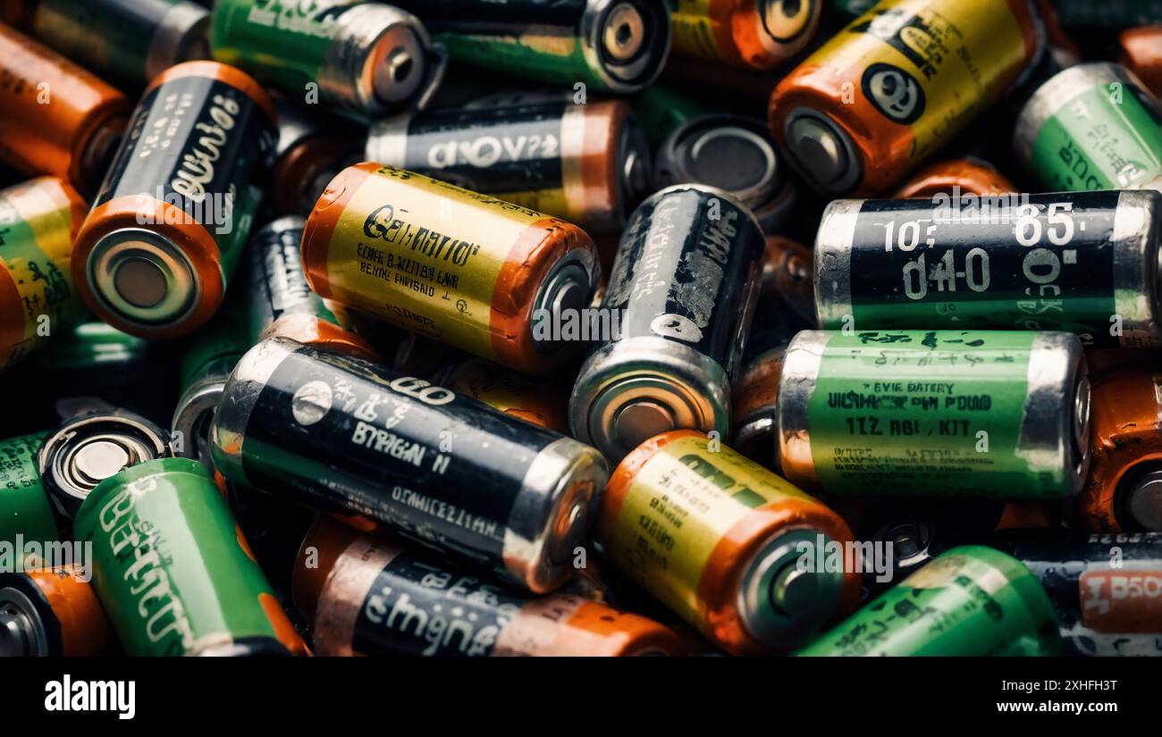 A pile of old lithium batteries recycled Stock Photo - Alamy
