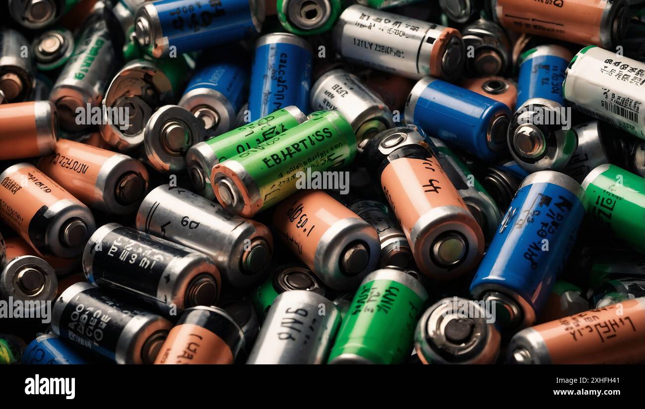 A pile of old lithium batteries recycled Stock Photo - Alamy