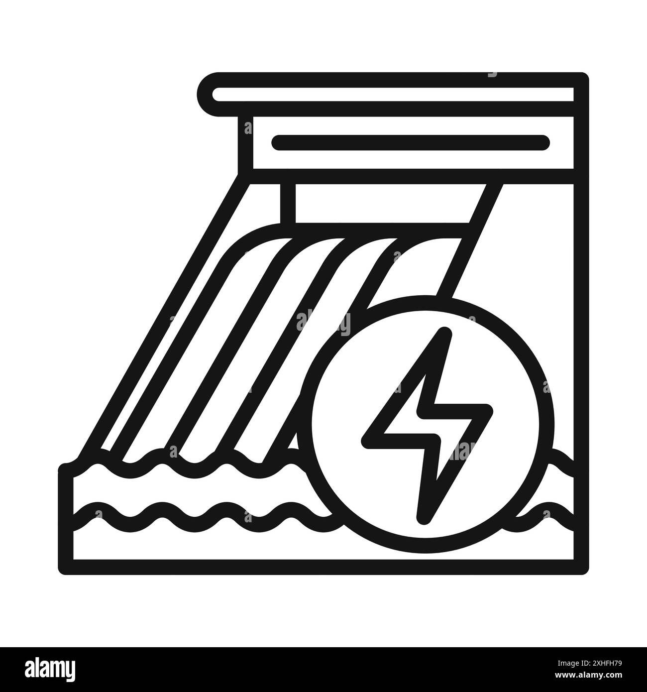 Hydroelectric dam icon Vector symbol or sign set collection in black ...