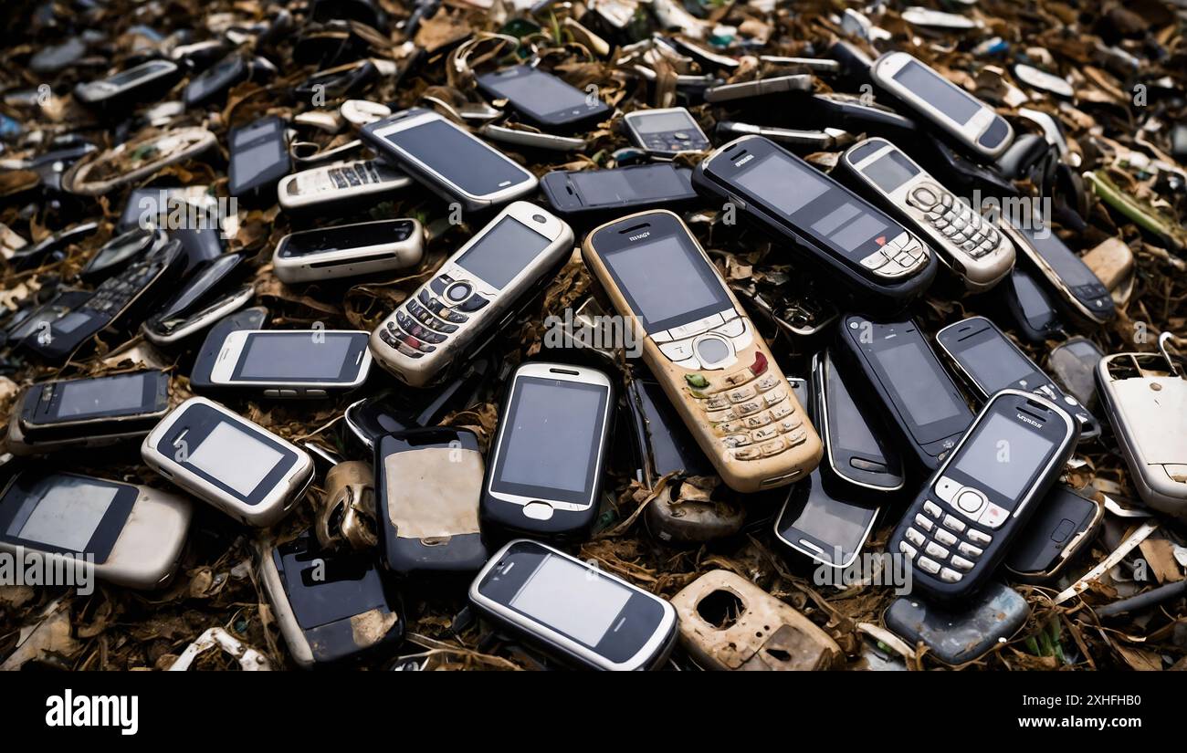 Pile of old mobile phones, recycling Stock Photo - Alamy
