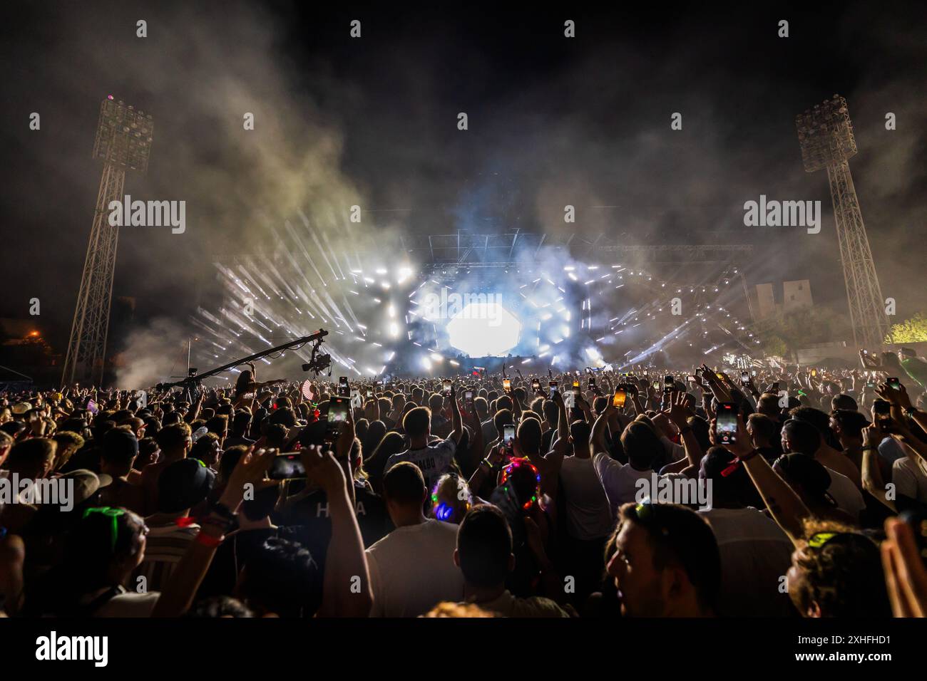 Revellers dance as DJ Axwell performs during second day of Ultra Europe ...