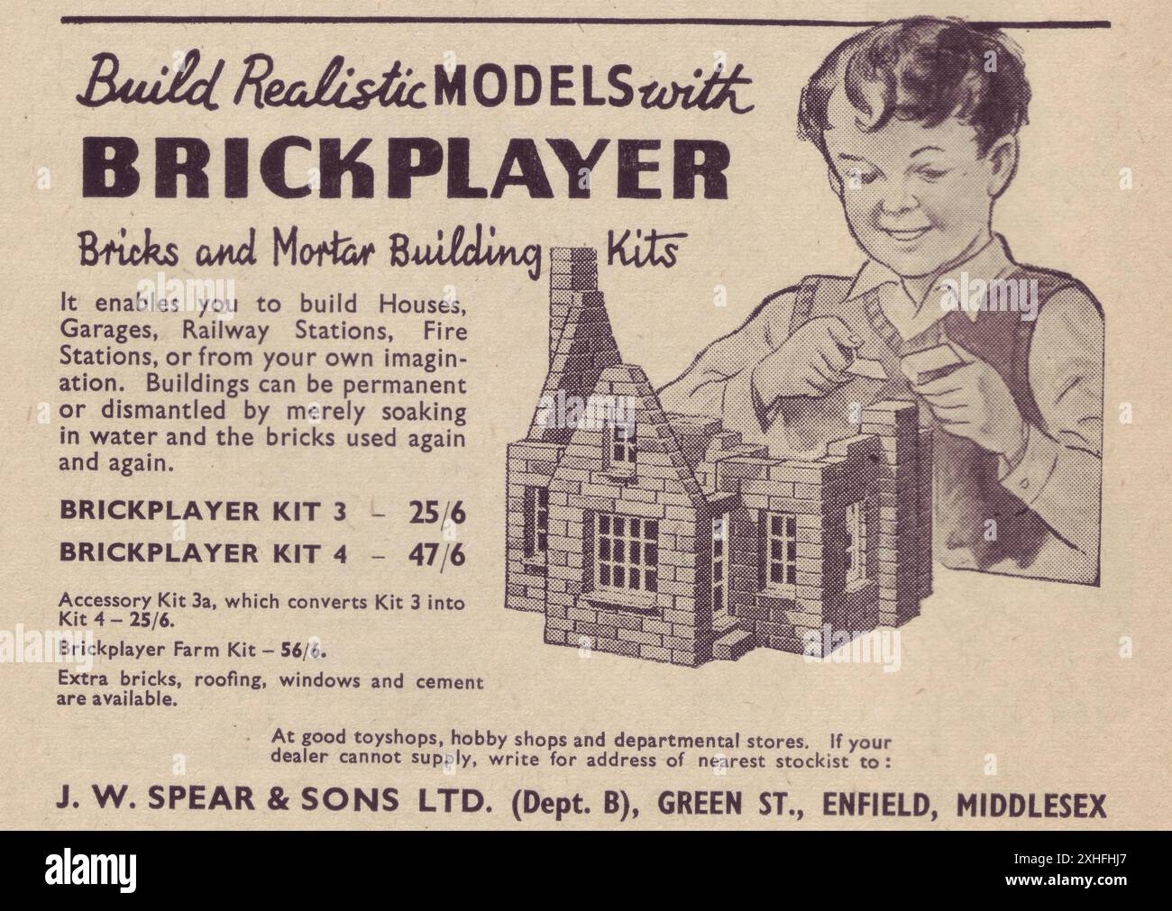Vintage Brickplayer toy advert from the 50s Stock Photo - Alamy