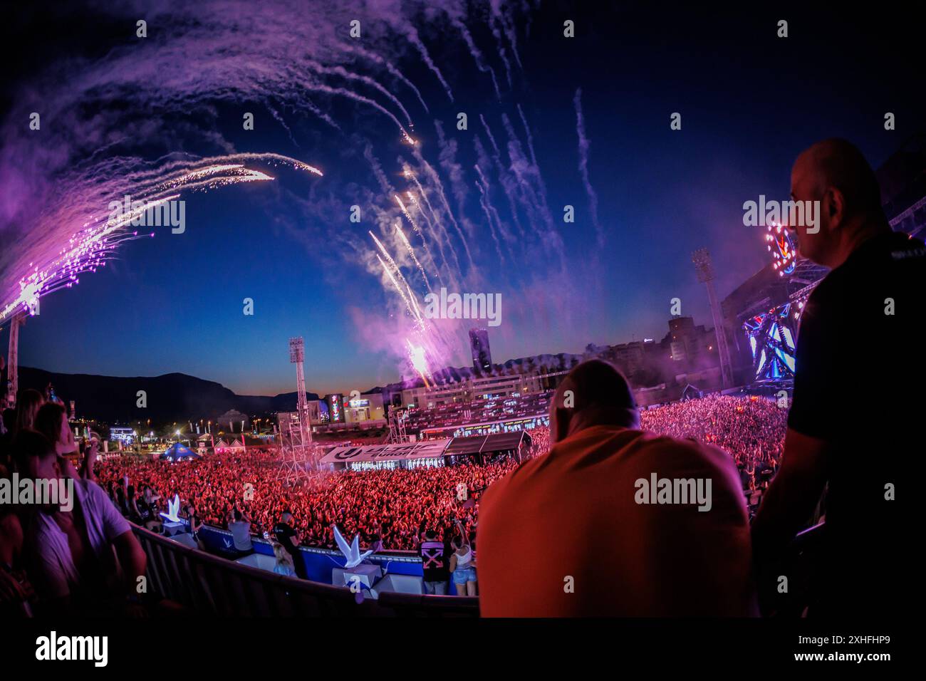 Split, Croatia. 14th July, 2024. Fireworks are seen during second day ...
