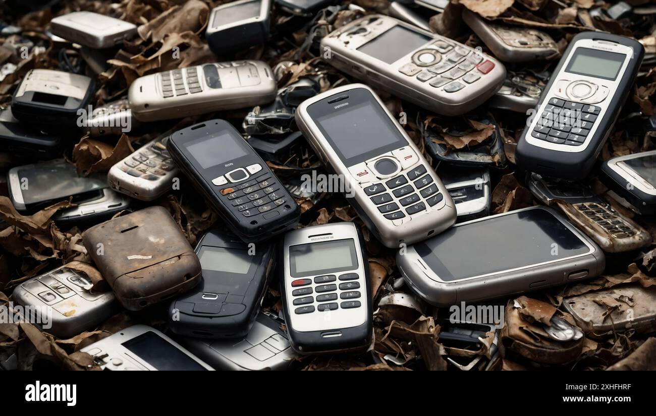 Pile of old mobile phones, recycling Stock Photo - Alamy