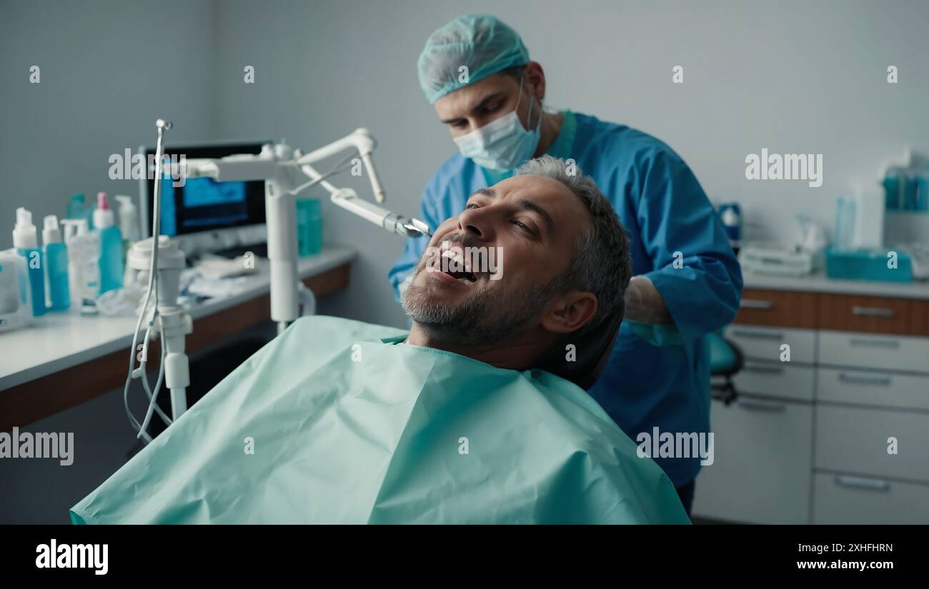 Close-up medical dentist procedure of teeth cleaning Stock Photo - Alamy