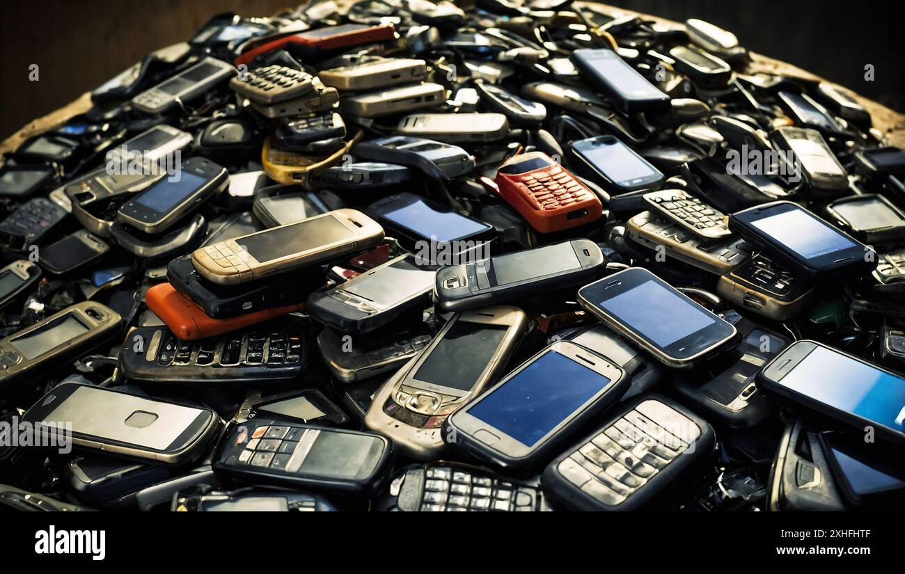Pile of old mobile phones, recycling Stock Photo - Alamy
