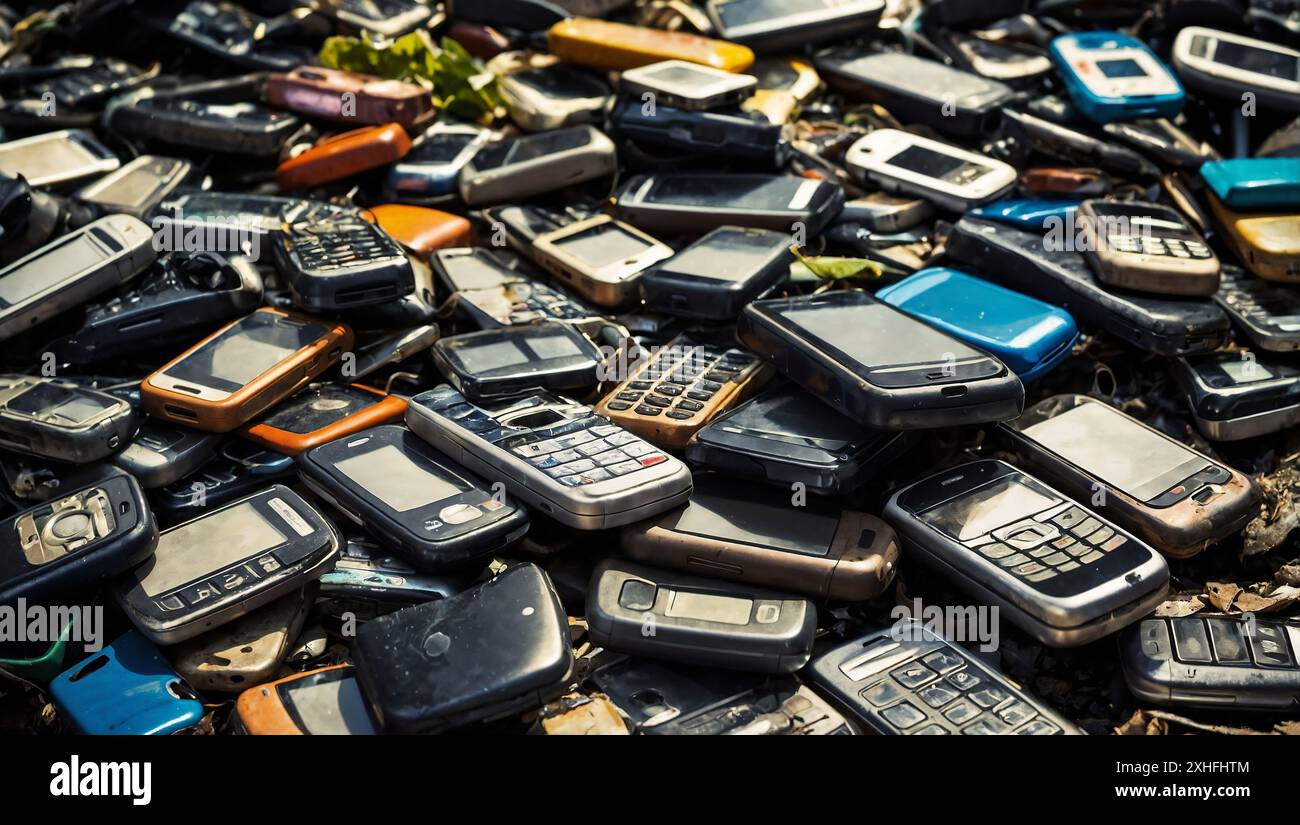 Pile of old mobile phones, recycling Stock Photo - Alamy