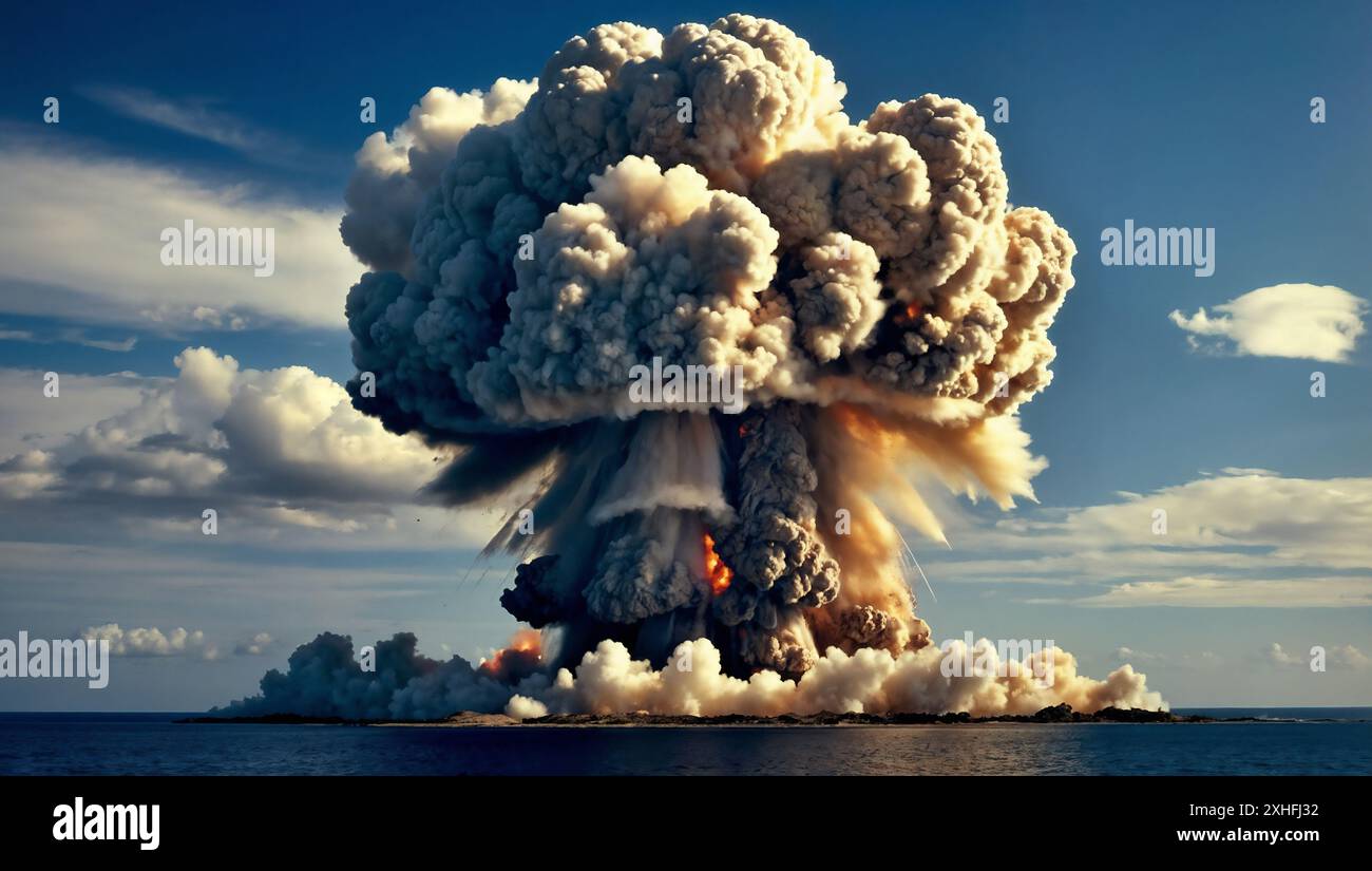 Explosion of a nuclear bomb, nuclear tests in the ocean Stock Photo - Alamy