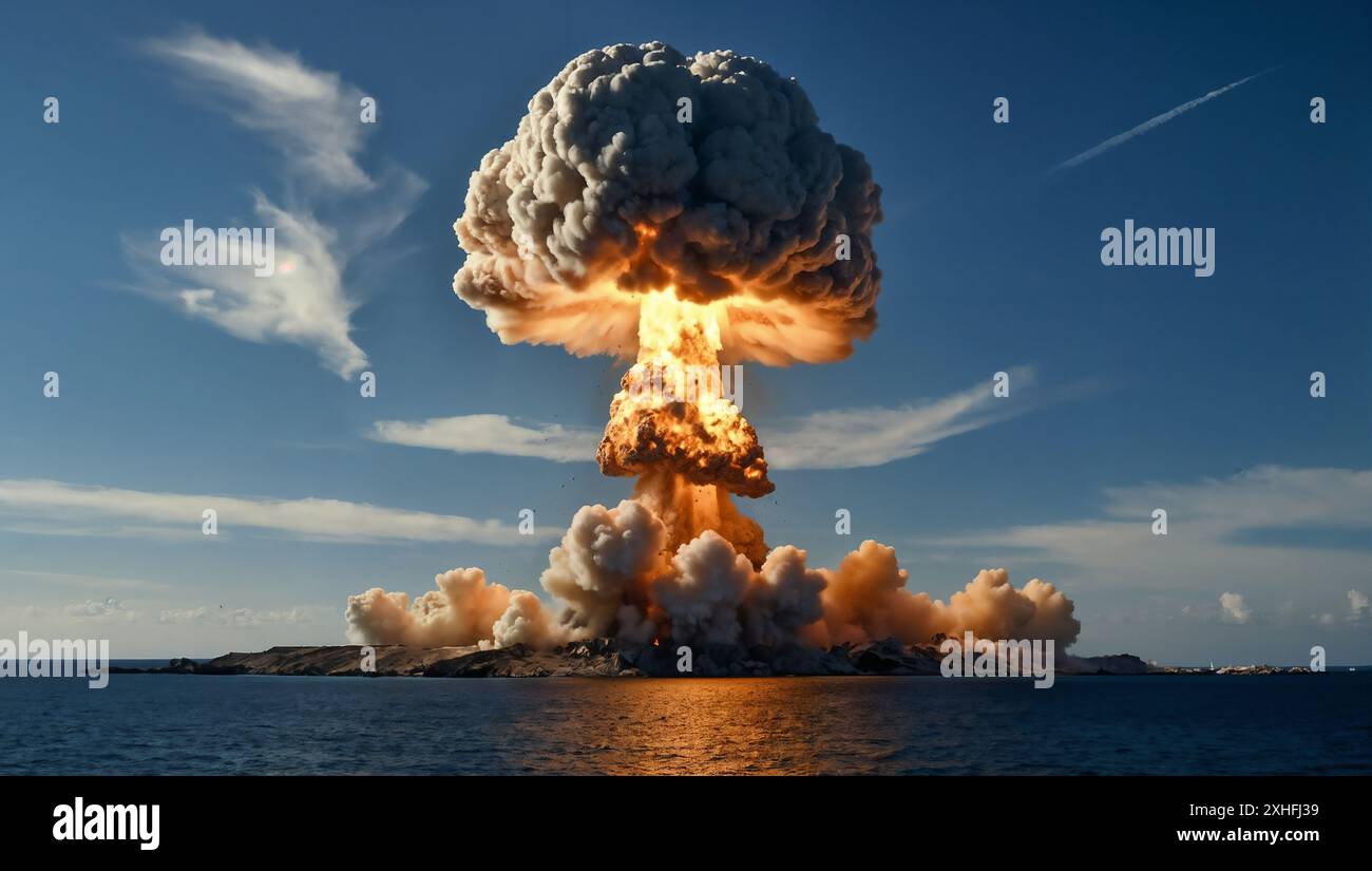 Explosion of a nuclear bomb, nuclear tests in the ocean Stock Photo - Alamy