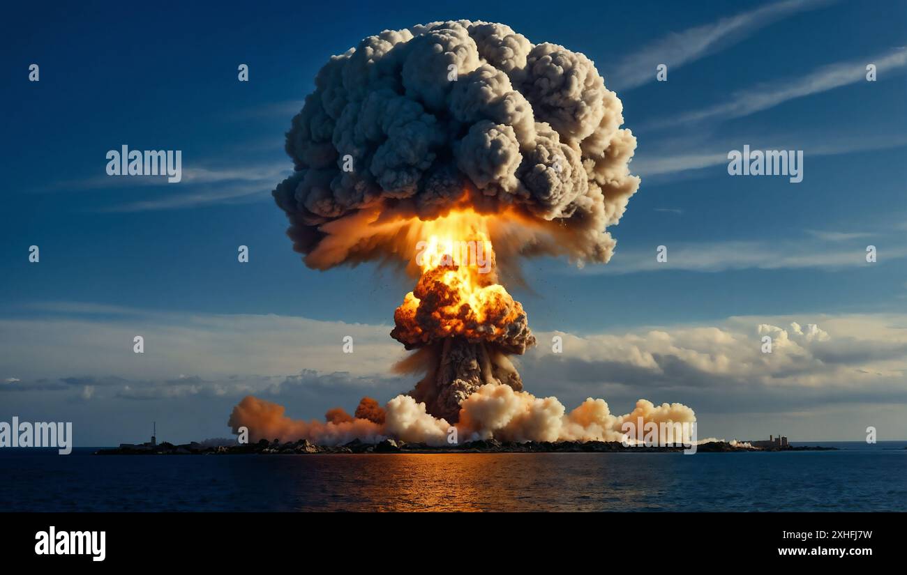 Explosion of a nuclear bomb, nuclear tests in the ocean Stock Photo - Alamy