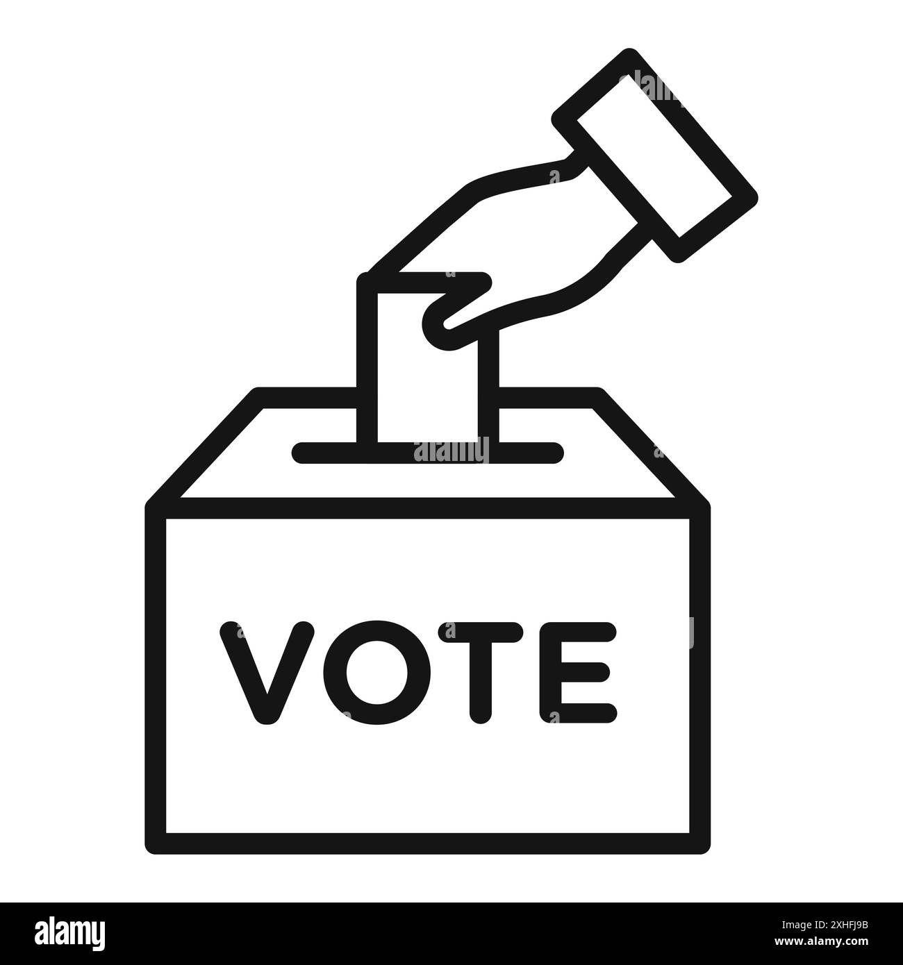 voting ballot box icon Vector symbol or sign set collection in black and white outline Stock ...