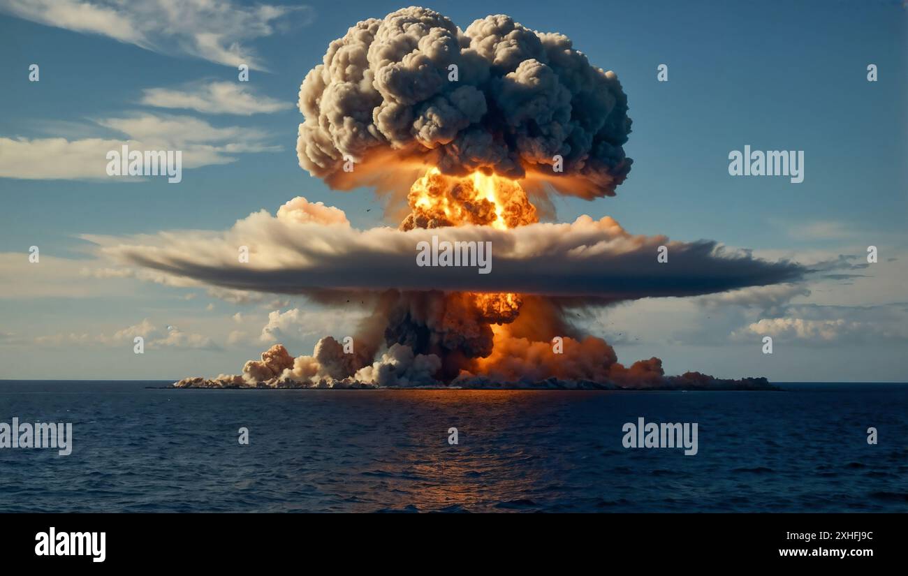 Explosion of a nuclear bomb, nuclear tests in the ocean Stock Photo - Alamy