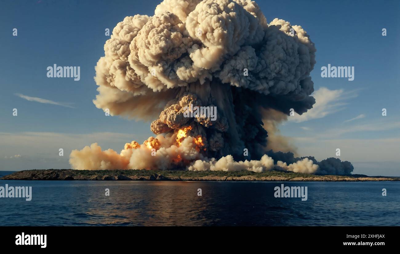 Explosion of a nuclear bomb, nuclear tests in the ocean Stock Photo - Alamy
