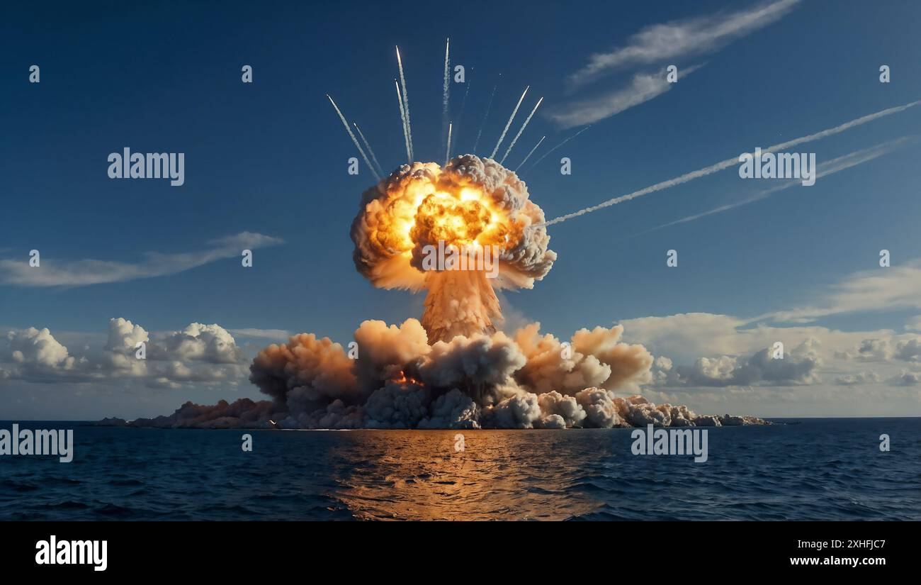 Explosion of a nuclear bomb, nuclear tests in the ocean Stock Photo - Alamy