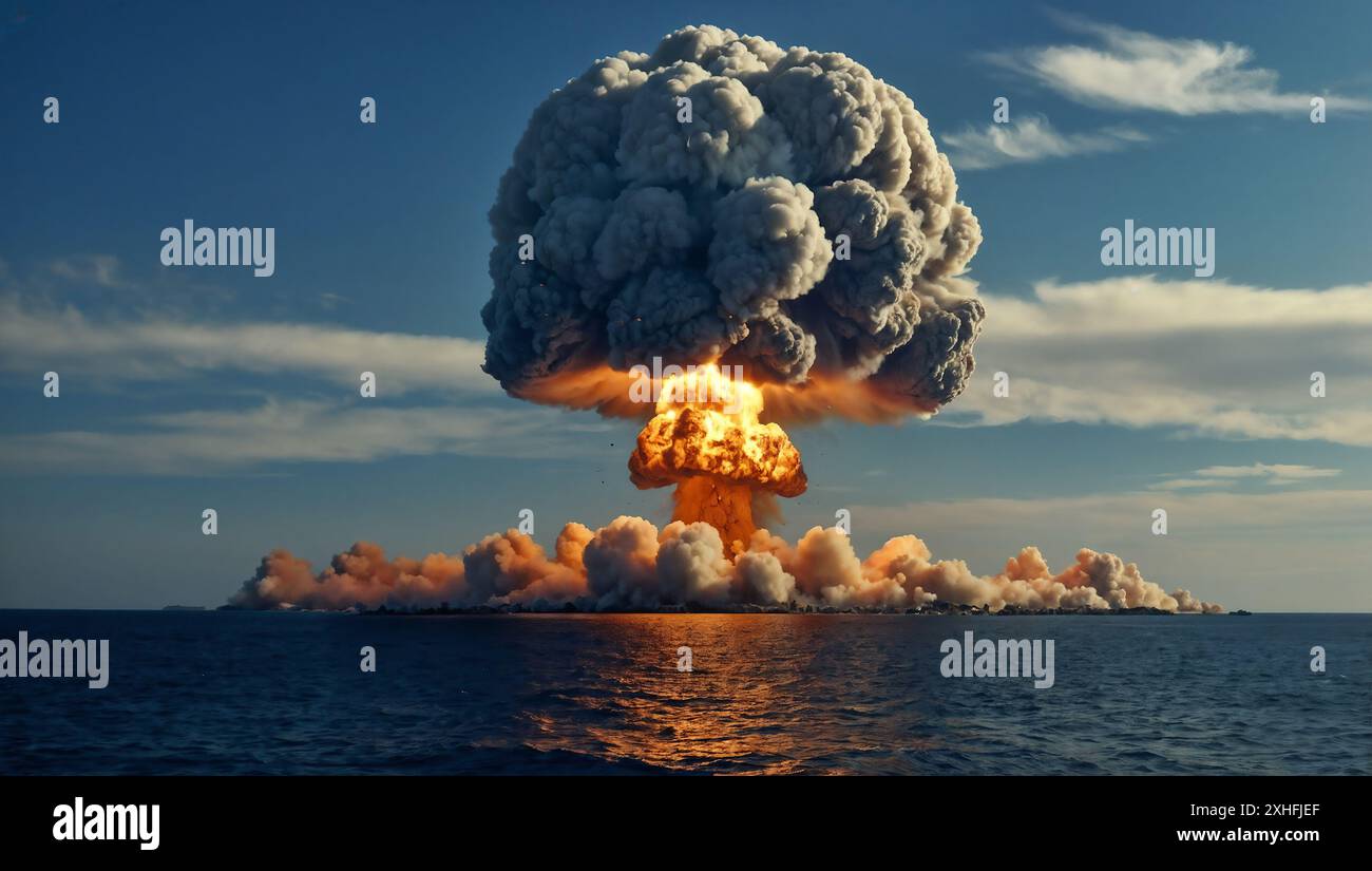 Explosion of a nuclear bomb, nuclear tests in the ocean Stock Photo - Alamy