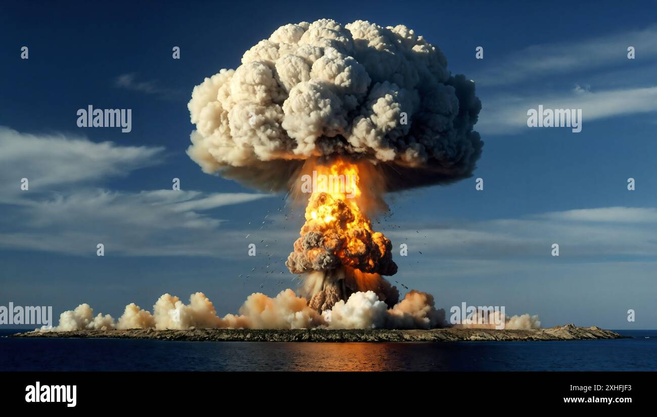 Explosion of a nuclear bomb, nuclear tests in the ocean Stock Photo - Alamy